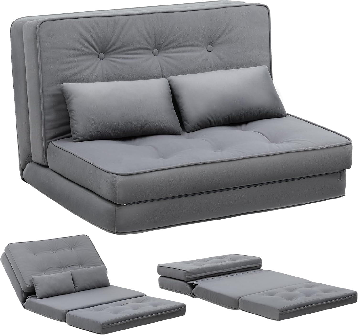 Adley Double Futon Sofa Bed in Grey Color | Chair Beds UK