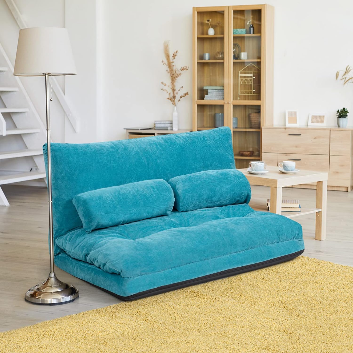 Colton Double Futon Sofa Bed in Blue Color | Chair Beds UK