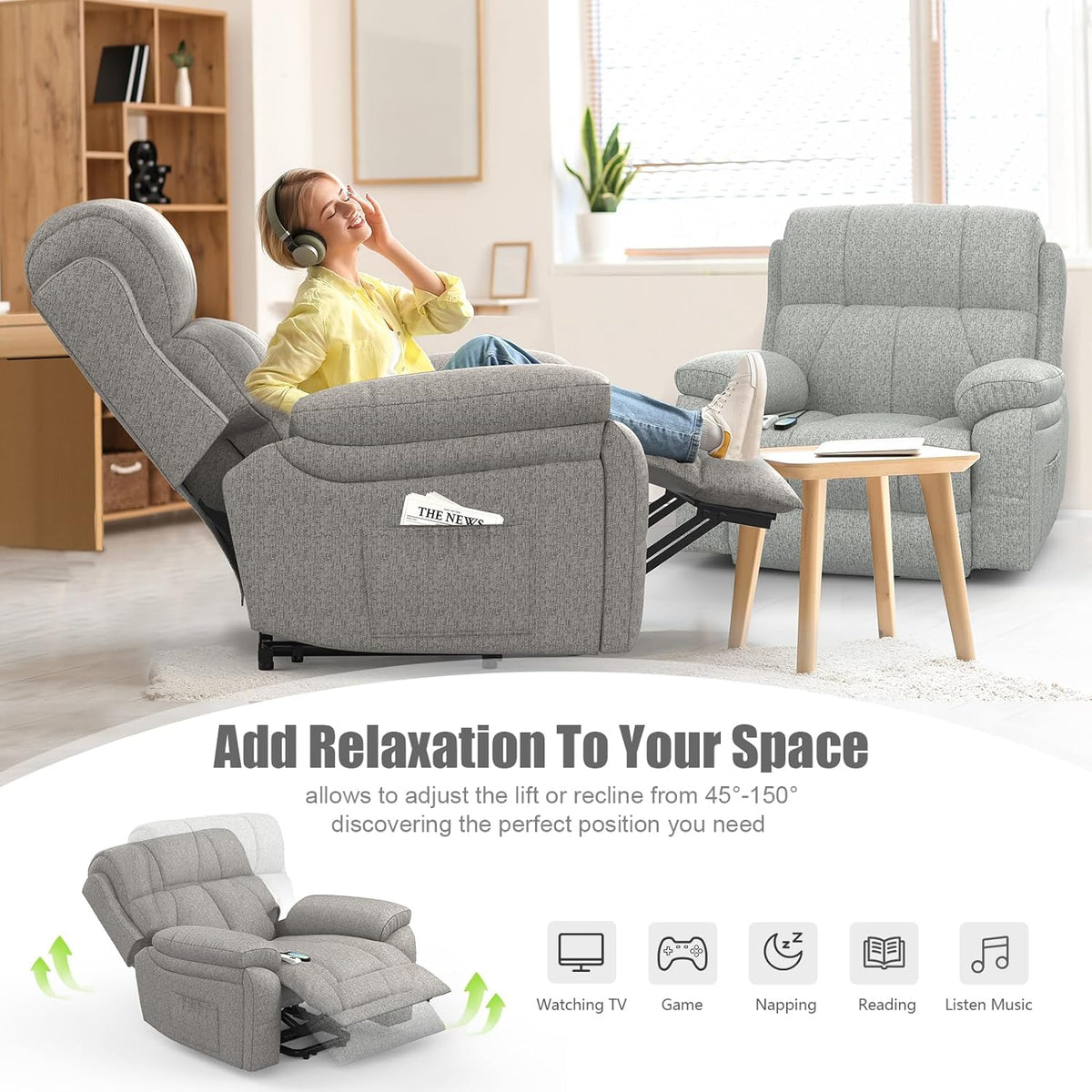 Grey Comfortable Yuna Reclining Chair Bed – Chair Beds UK